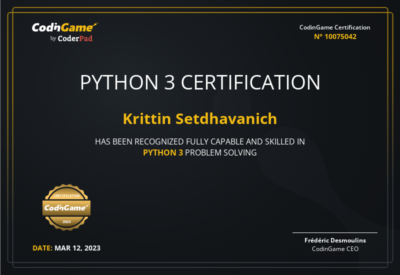 CodinGame Certification
