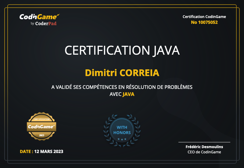 CodinGame Certification