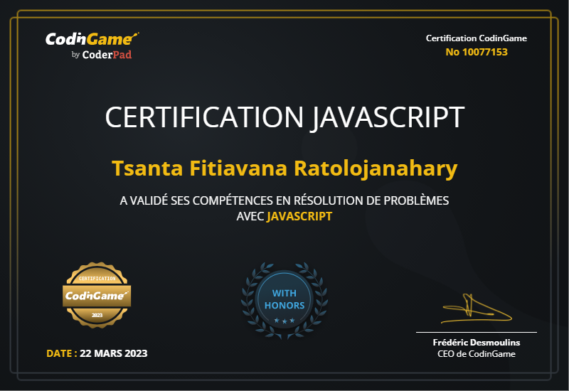 CodinGame Certification
