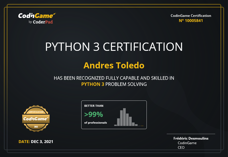 CodinGame Certification