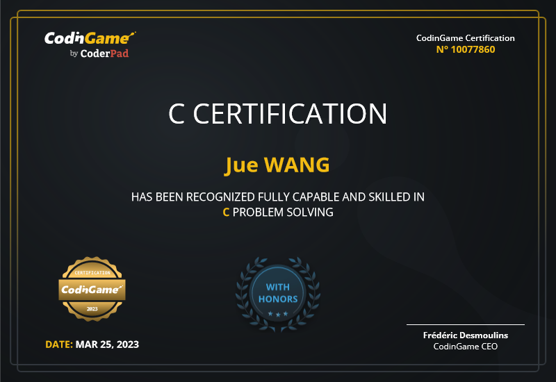 CodinGame Certification