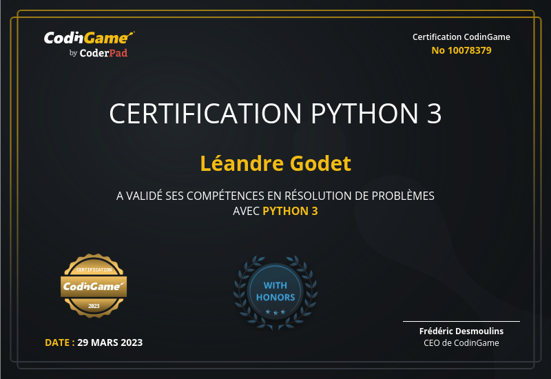 CodinGame Certification