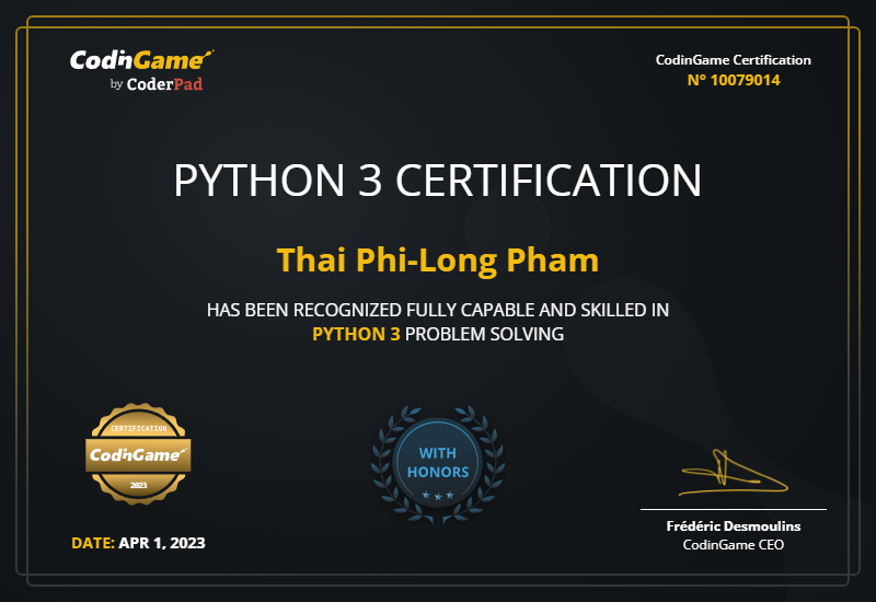 CodinGame Certification