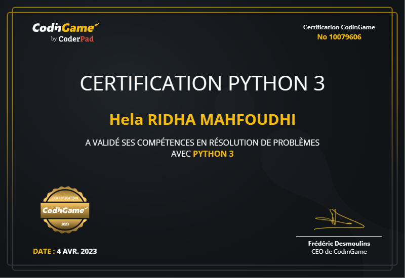 CodinGame Certification