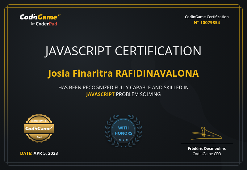 CodinGame Certification