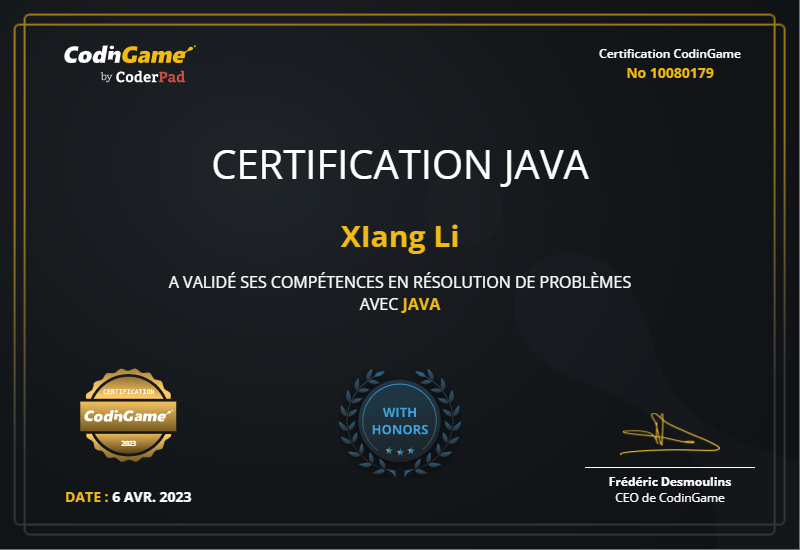 CodinGame Certification