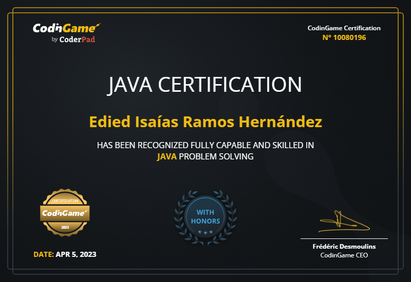 CodinGame Certification