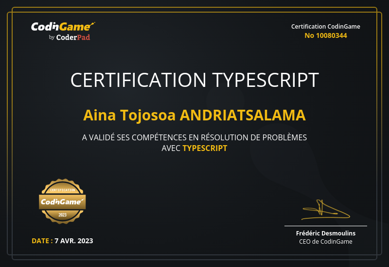 CodinGame Certification