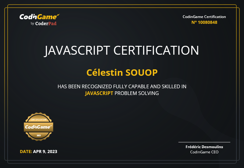 CodinGame Certification