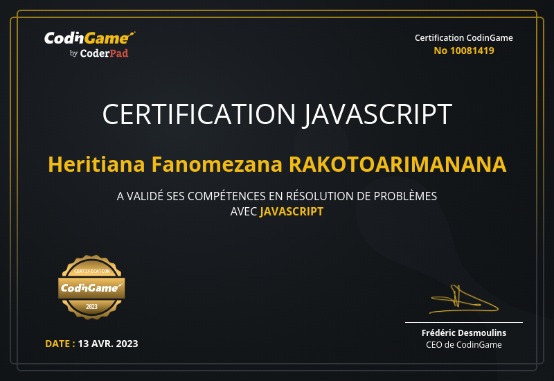 CodinGame Certification