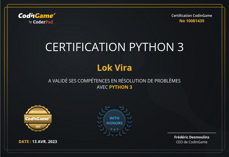 CodinGame Certification