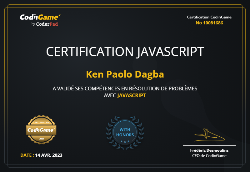 CodinGame Certification