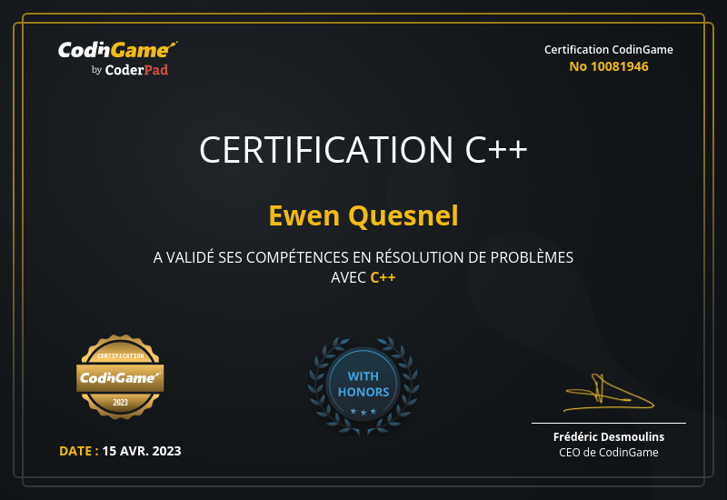 CodinGame Certification