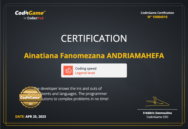 CodinGame Certification
