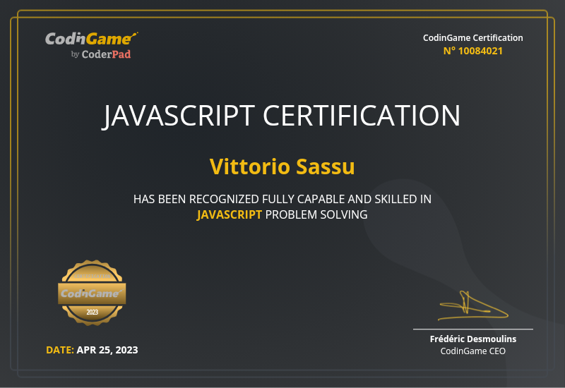 CodinGame Certification