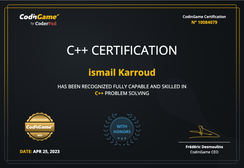 CodinGame Certification