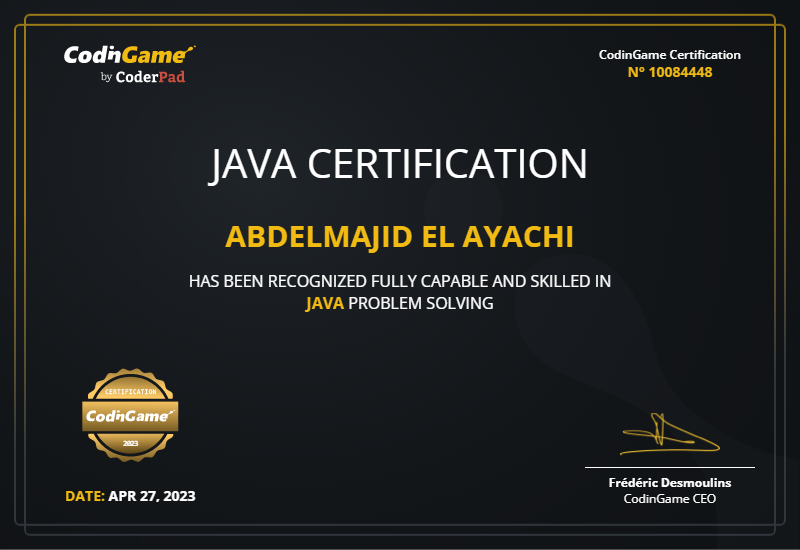 CodinGame Certification