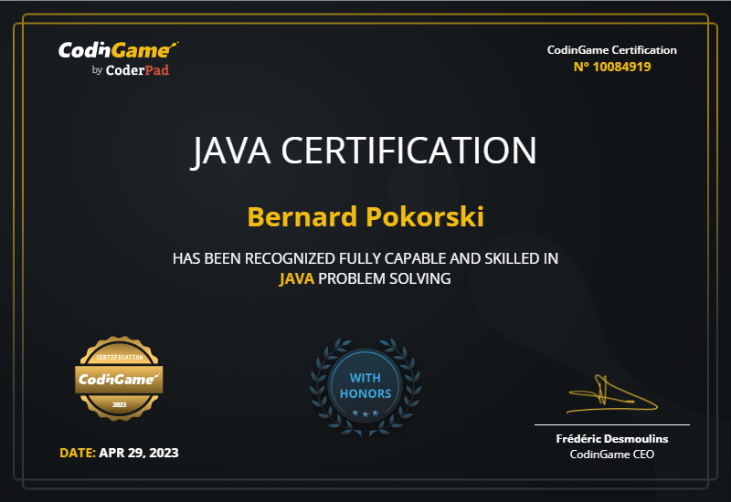 CodinGame Certification