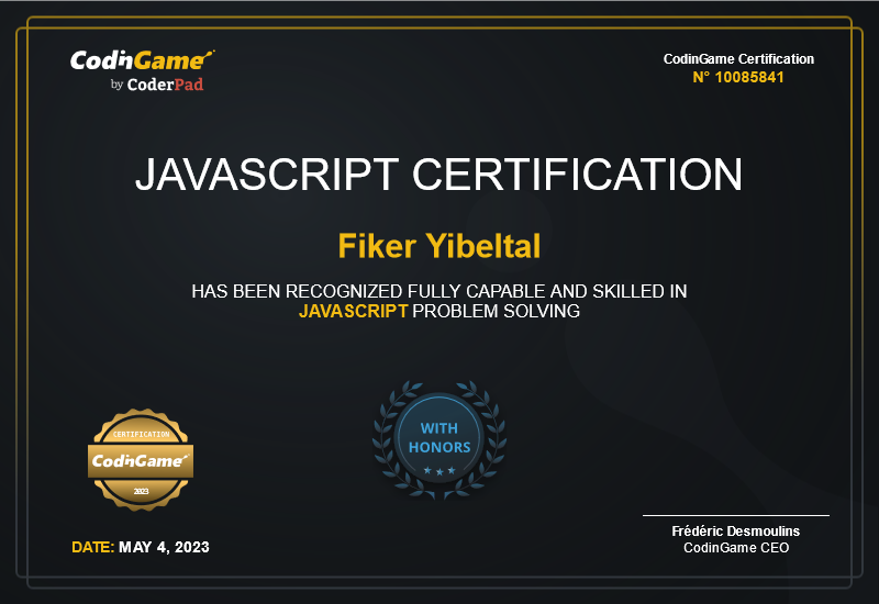 CodinGame Certification