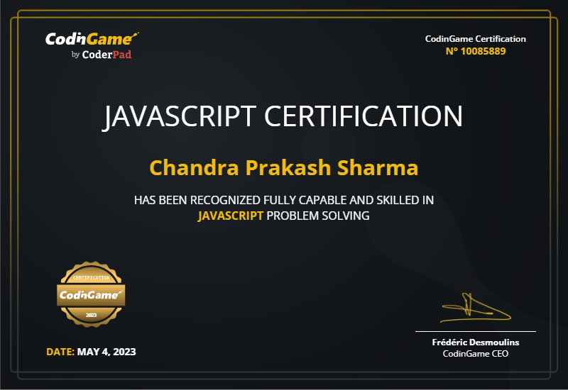 CodinGame Certification