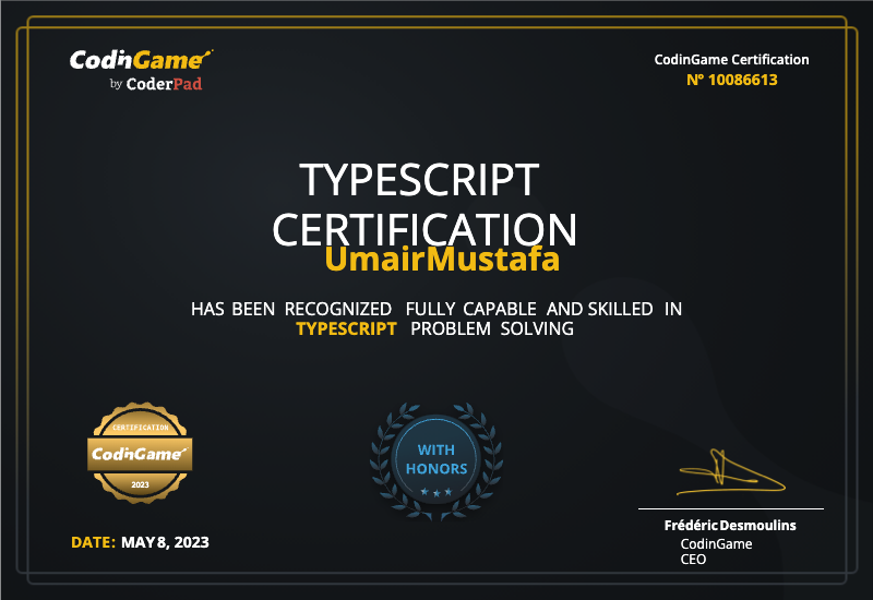 CodinGame Certification
