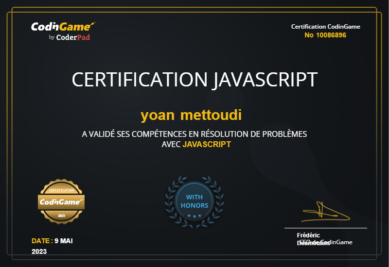 CodinGame Certification