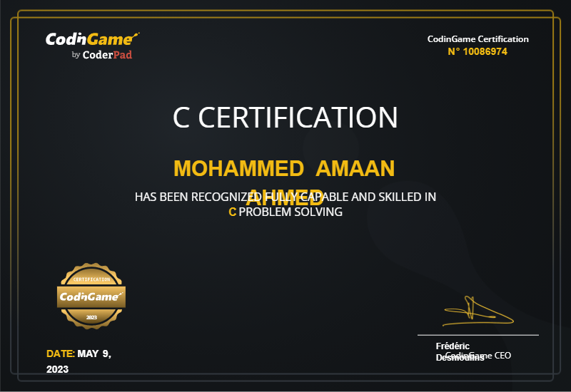 CodinGame Certification