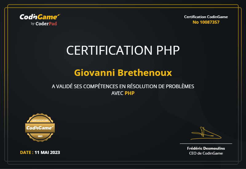 CodinGame Certification