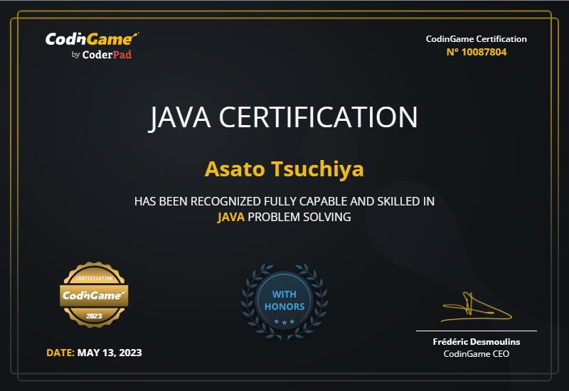 CodinGame Certification