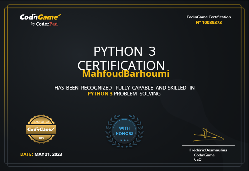CodinGame Certification