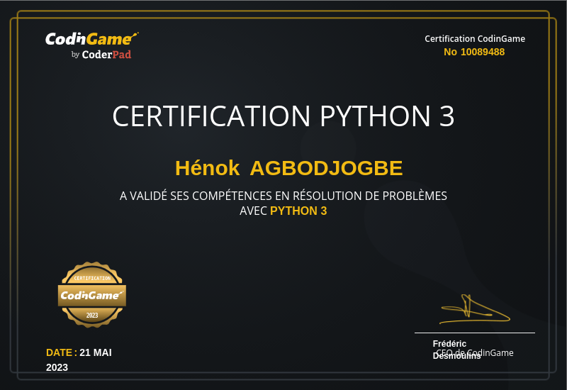 CodinGame Certification