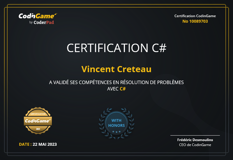 Codingame Certification