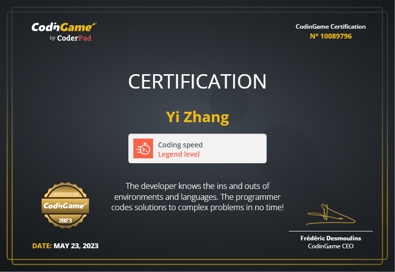 CodinGame Certification