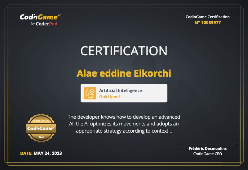 CodinGame Certification