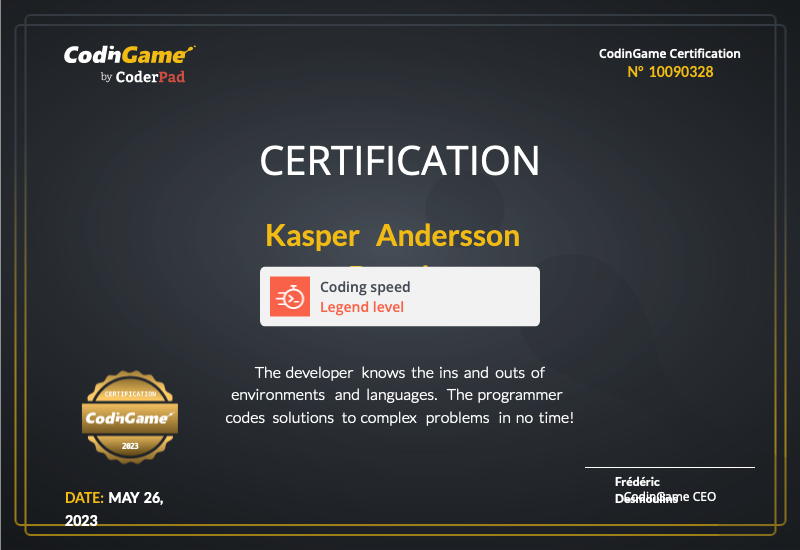 Codingame Certification