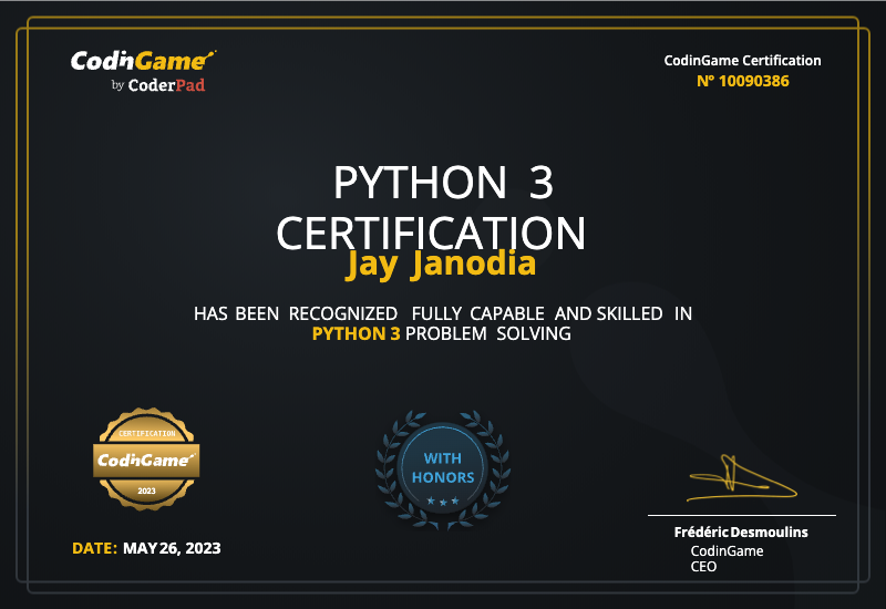 CodinGame Certification