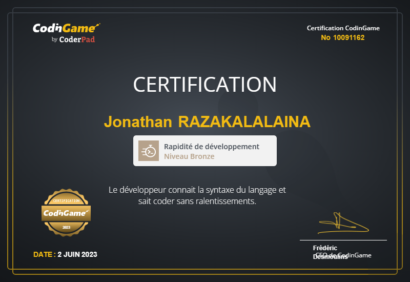 CodinGame Certification