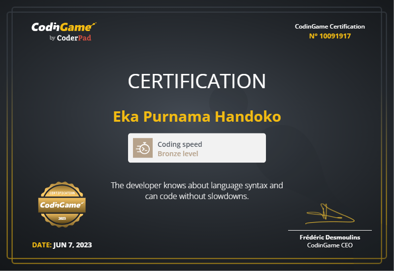 CodinGame Certification