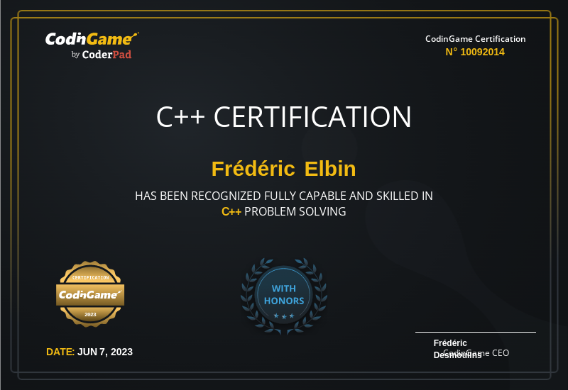 CodinGame Certification