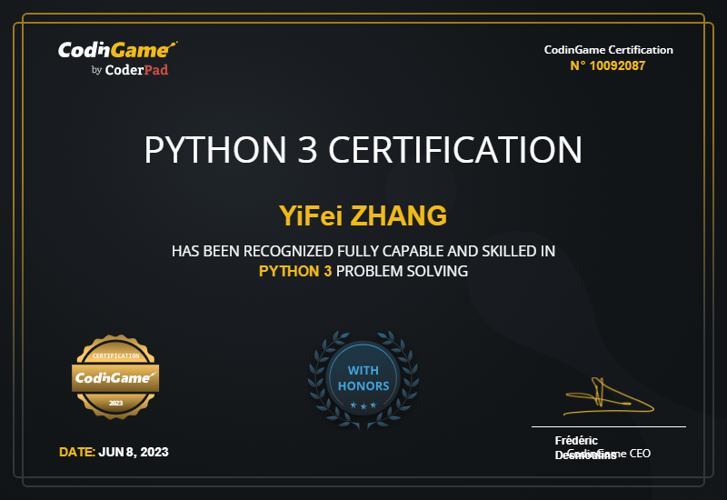 CodinGame Certification