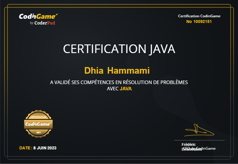 CodinGame Certification