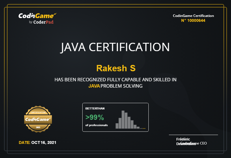 CodinGame Certification