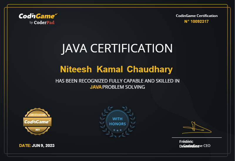 CodinGame Certification