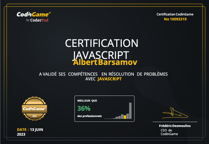 CodinGame Certification