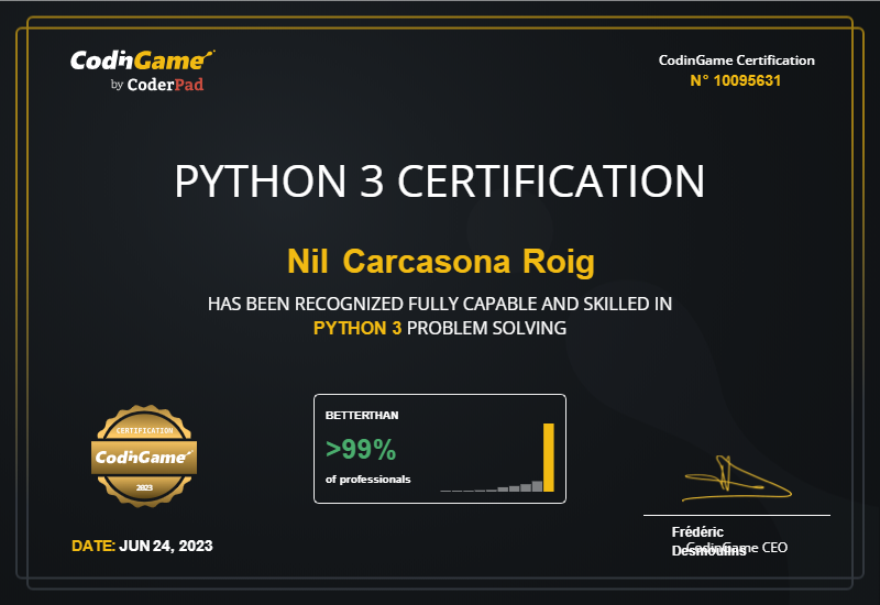 CodinGame Certification