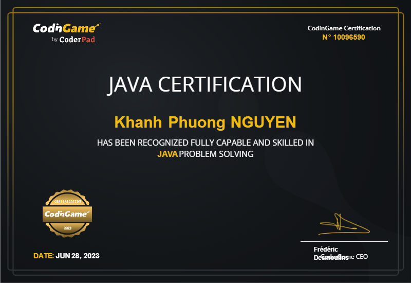 CodinGame Certification