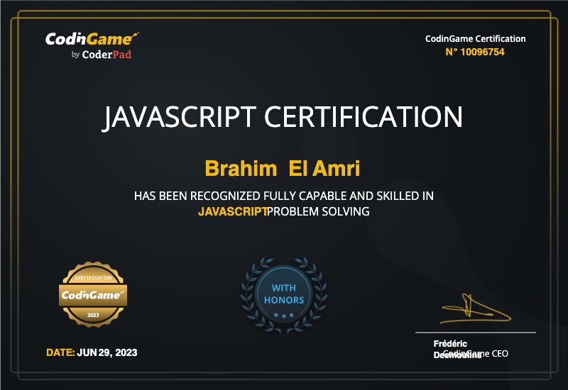 CodinGame Certification
