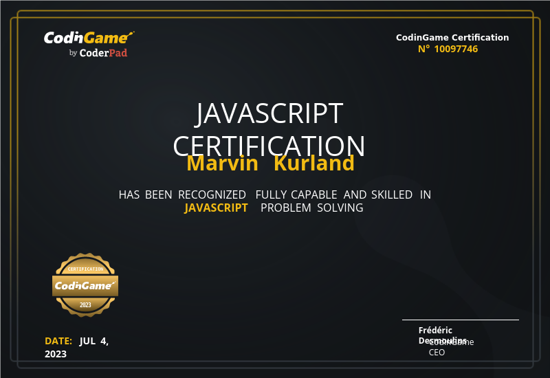 CodinGame Certification