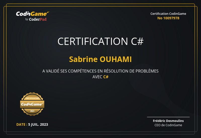 CodinGame Certification