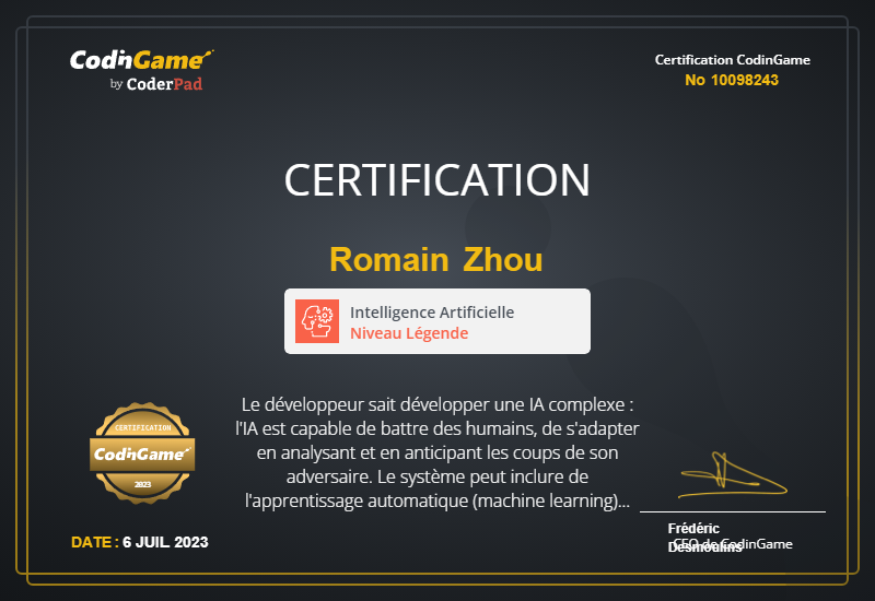 CodinGame Certification